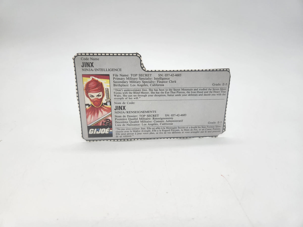 G.I. Joe JINX v.1 File/Bio Card Vintage 1987. – Toy Heaven